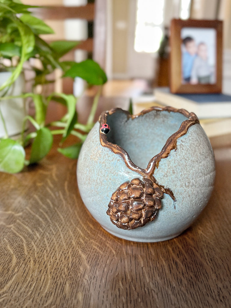 Round Pine Cone Vase - Bug Pottery